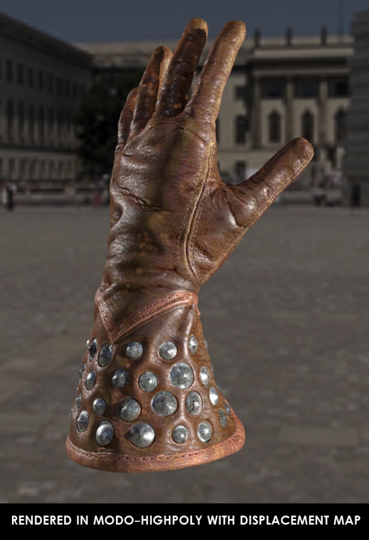 3d leather medieval gauntlet model