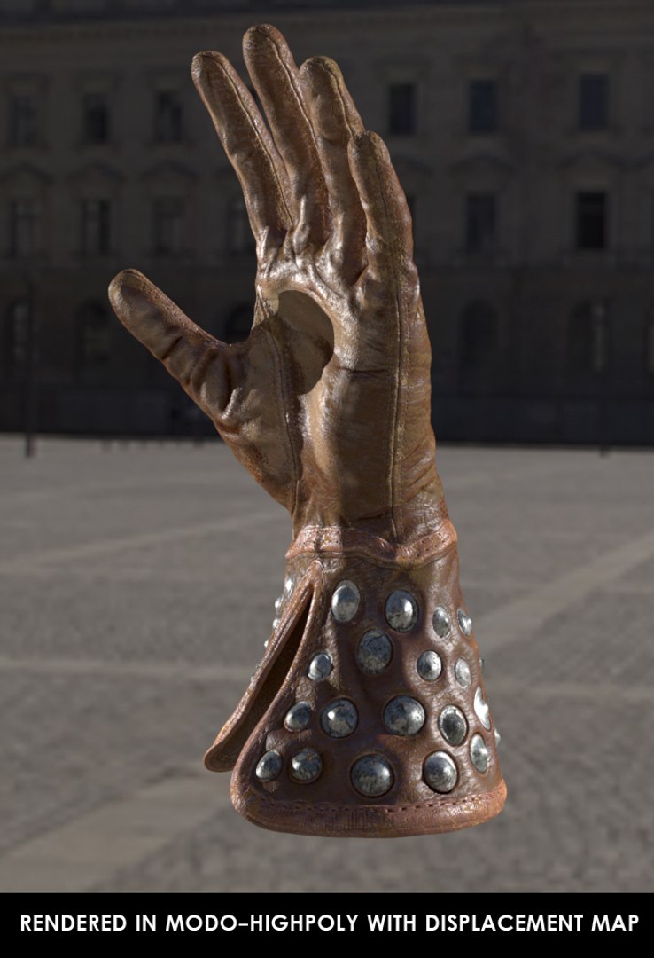 3d leather medieval gauntlet model