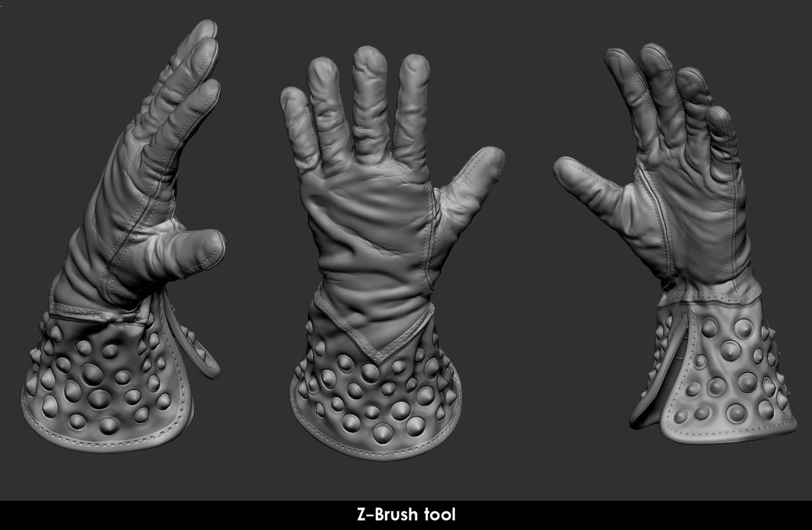 3d leather medieval gauntlet model