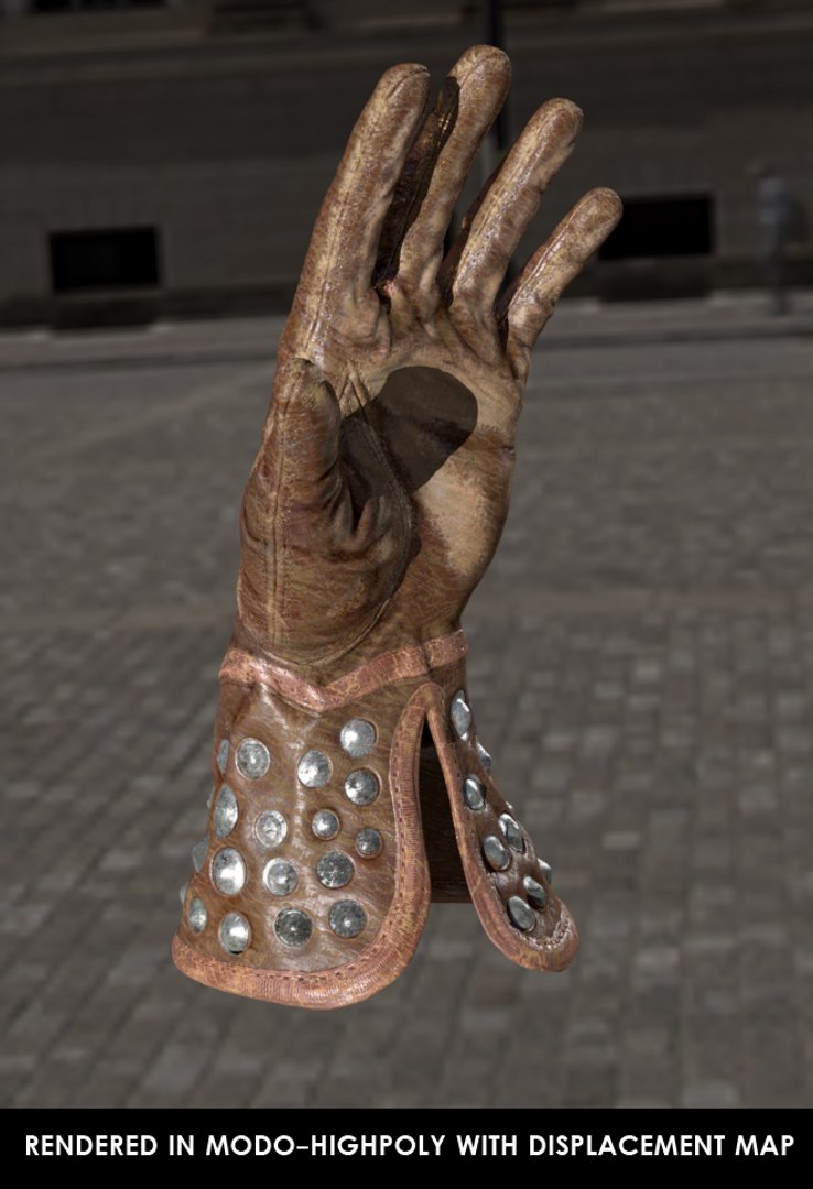 3d leather medieval gauntlet model