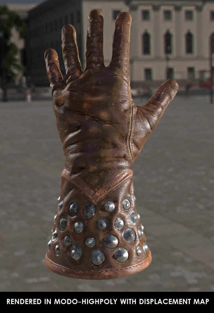 3d leather medieval gauntlet model