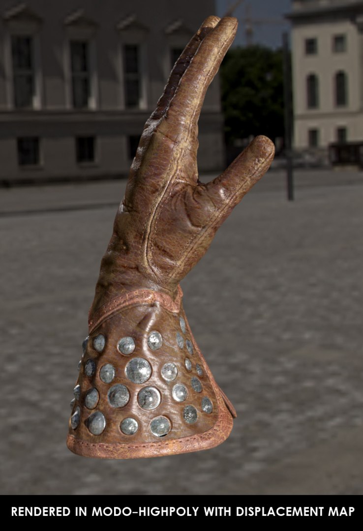 3d leather medieval gauntlet model