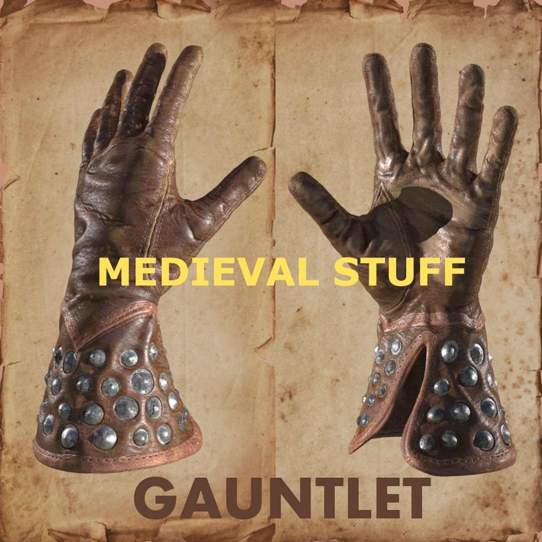 3d leather medieval gauntlet model