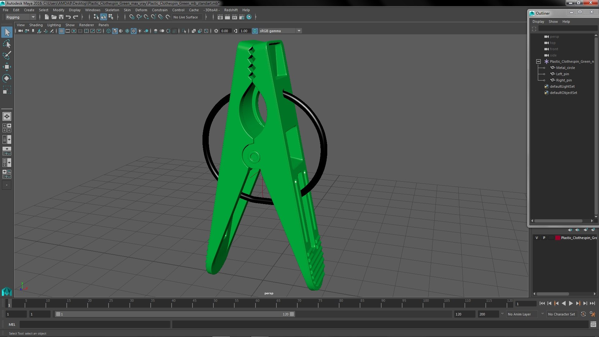 3D Plastic Clothespin Green - TurboSquid 1922211