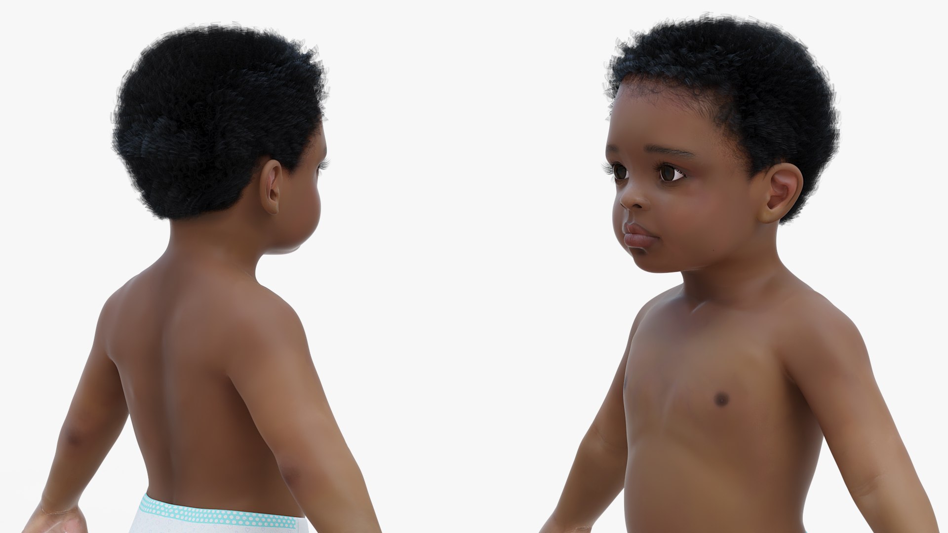 Black Baby Boy Light Skin Wearing Diaper A-Pose Model - TurboSquid 2315056