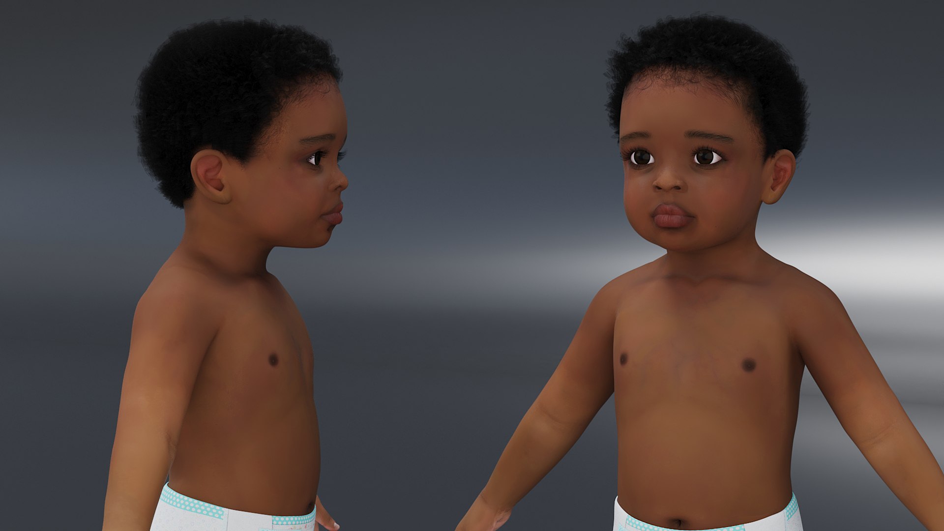Black Baby Boy Light Skin Wearing Diaper A-Pose Model - TurboSquid 2315056