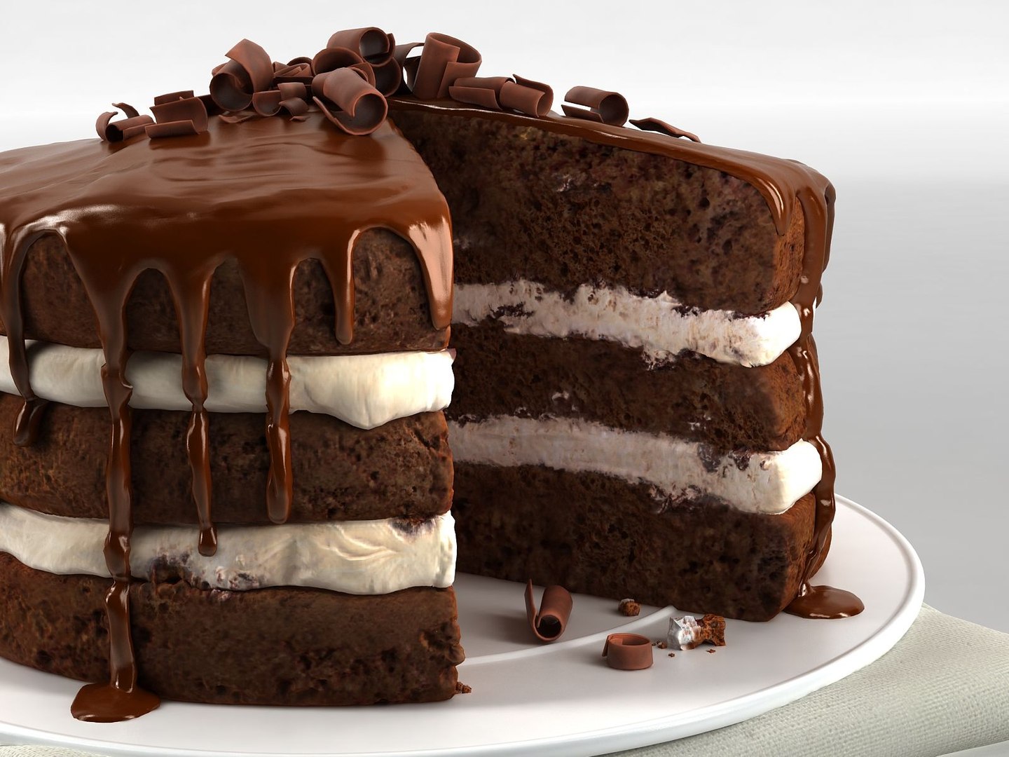 Chocolate Icing Cake Model - TurboSquid 1225503