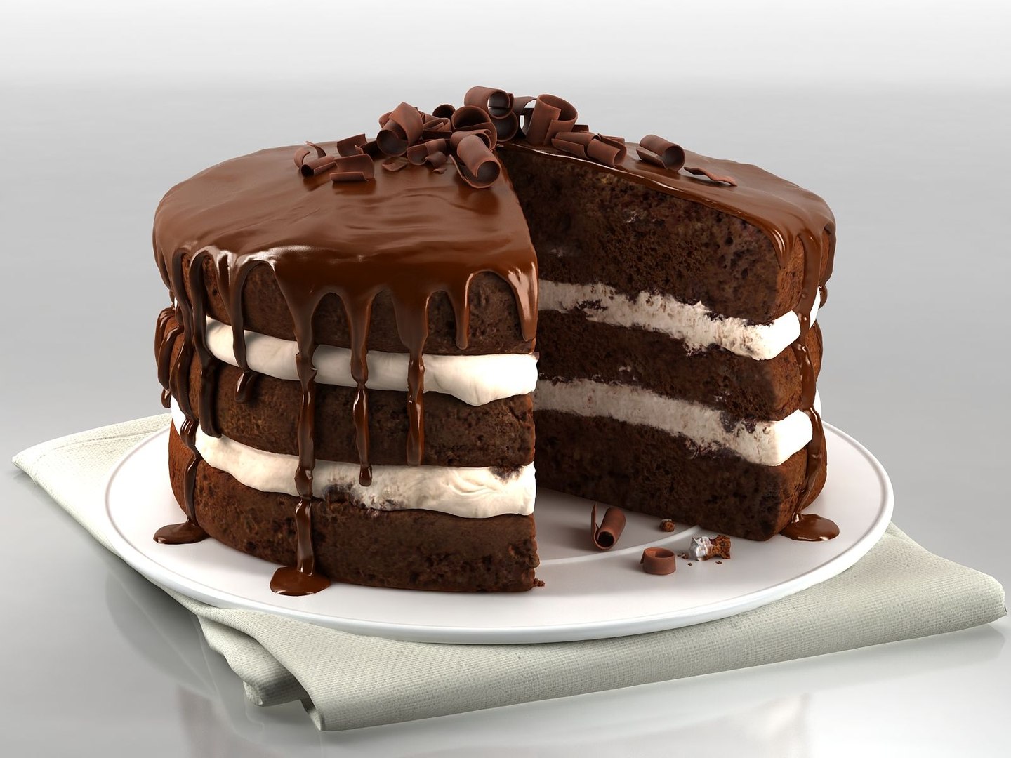 Chocolate Icing Cake Model - TurboSquid 1225503