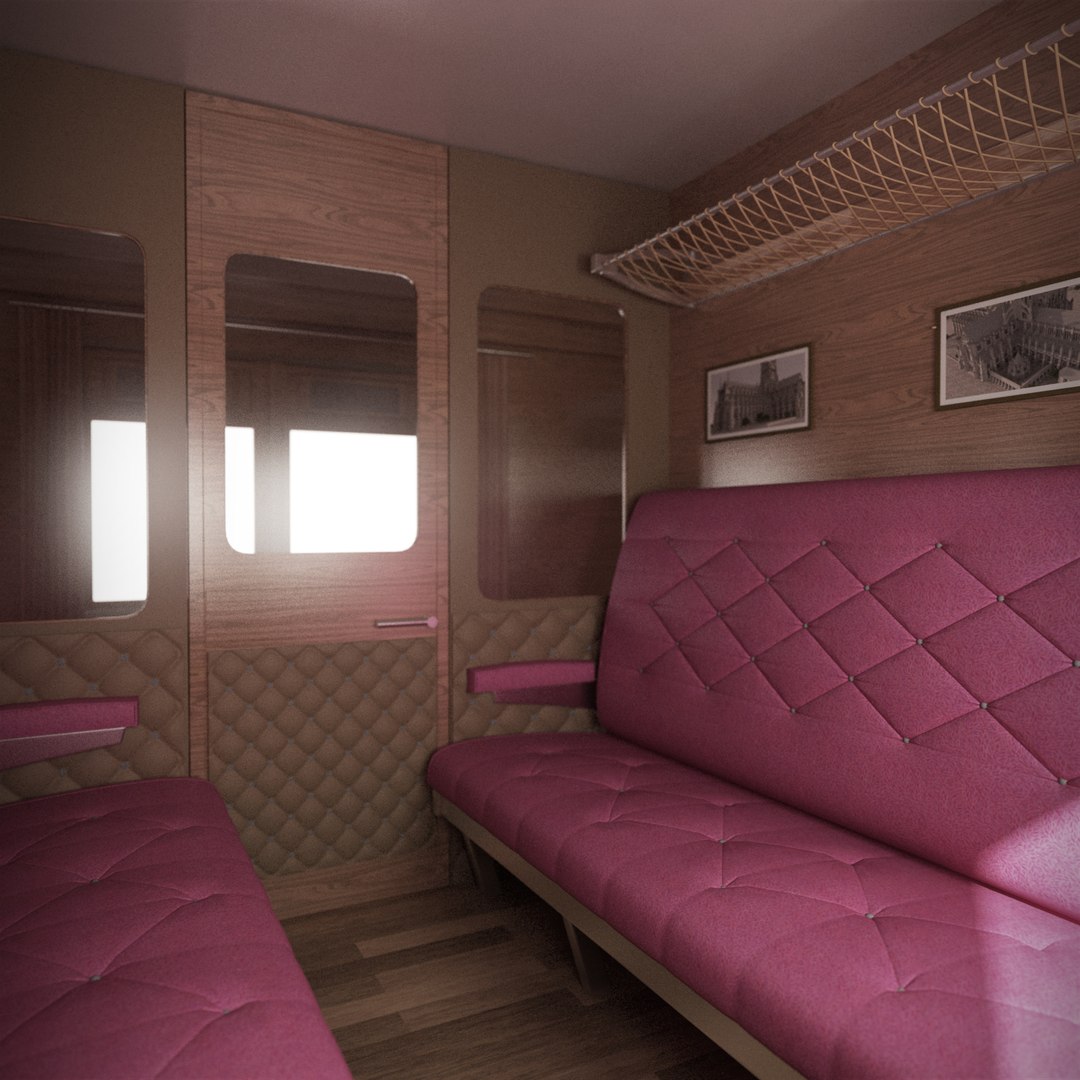 3D model Old Train Interior With Compartments 03 - TurboSquid 1902686