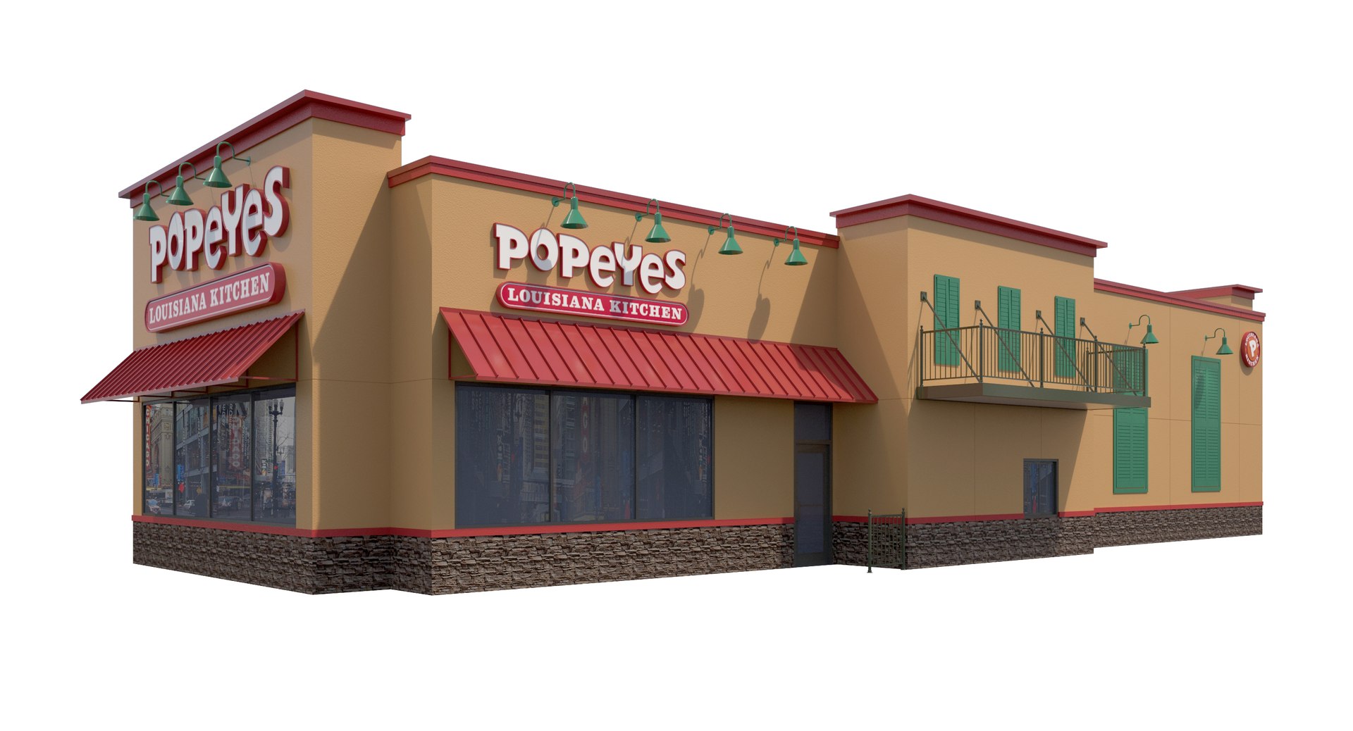 Exterior Popeyes Signage Doors 3D Model - TurboSquid 1248336