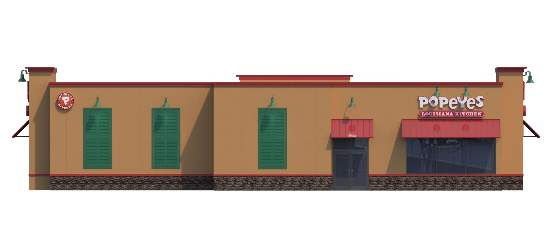 Exterior Popeyes Signage Doors 3D Model - TurboSquid 1248336