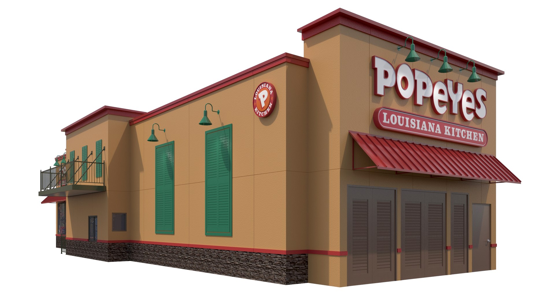 Exterior Popeyes Signage Doors 3D Model - TurboSquid 1248336