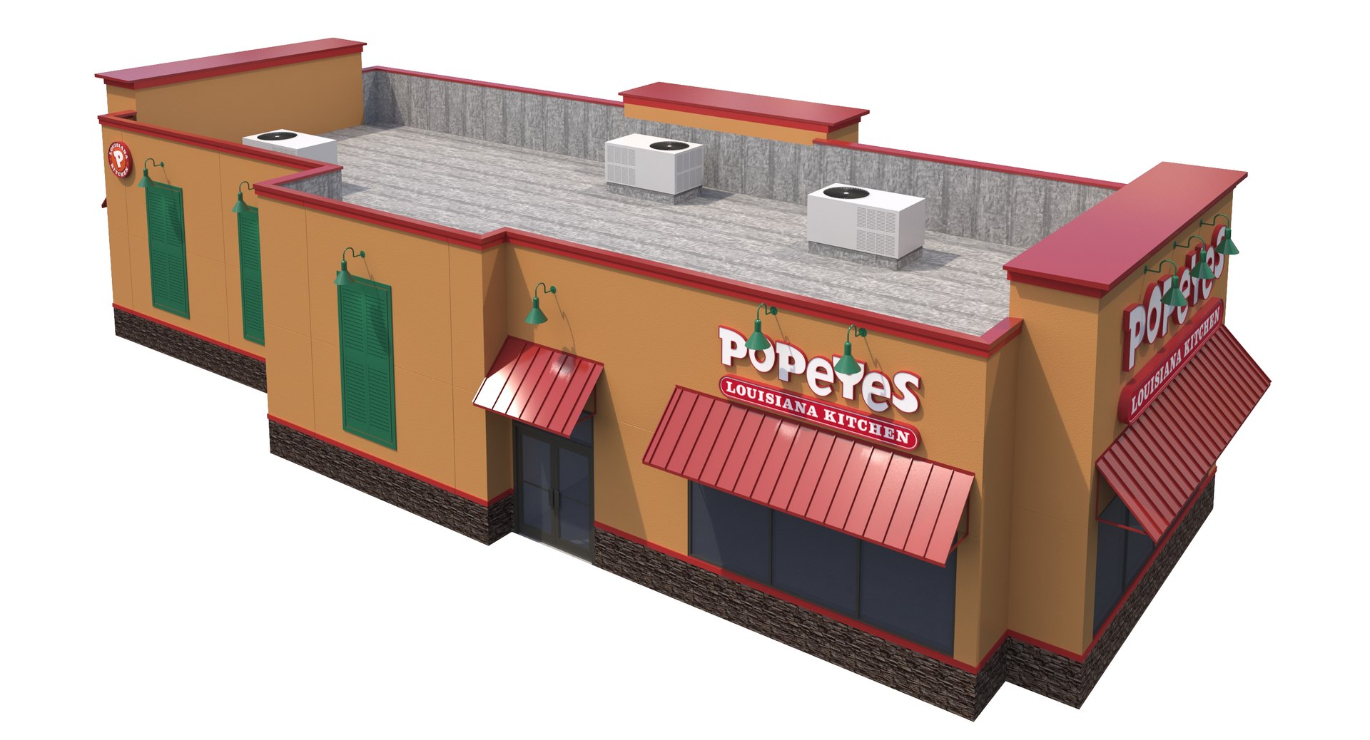 Exterior Popeyes Signage Doors 3D Model - TurboSquid 1248336
