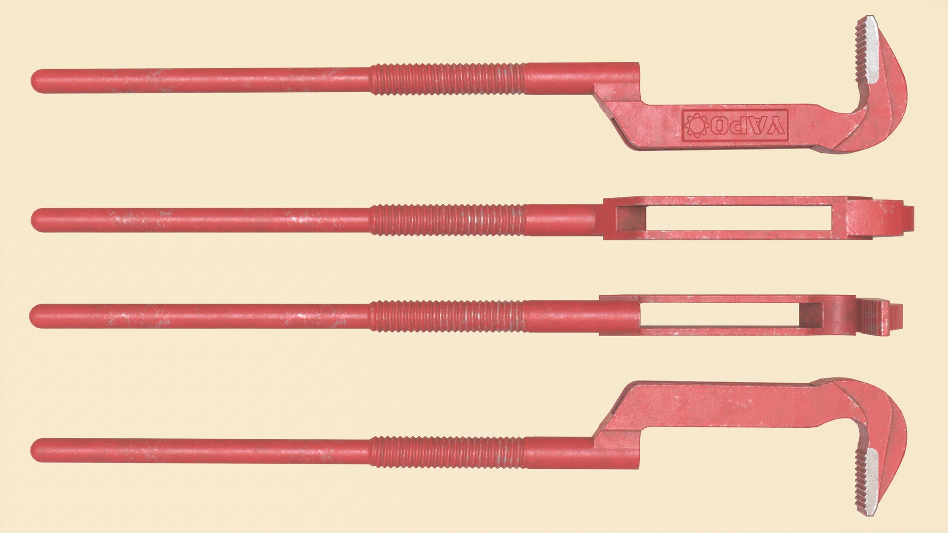 3D Model Adjustable Pipe Wrench AAA Game Ready Prop Asset - TurboSquid 2030782