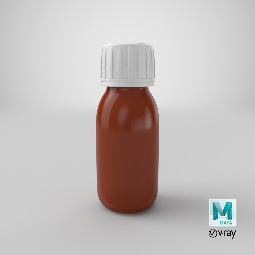3D Model Glass Syrup Bottle 60ml - TurboSquid 2019645