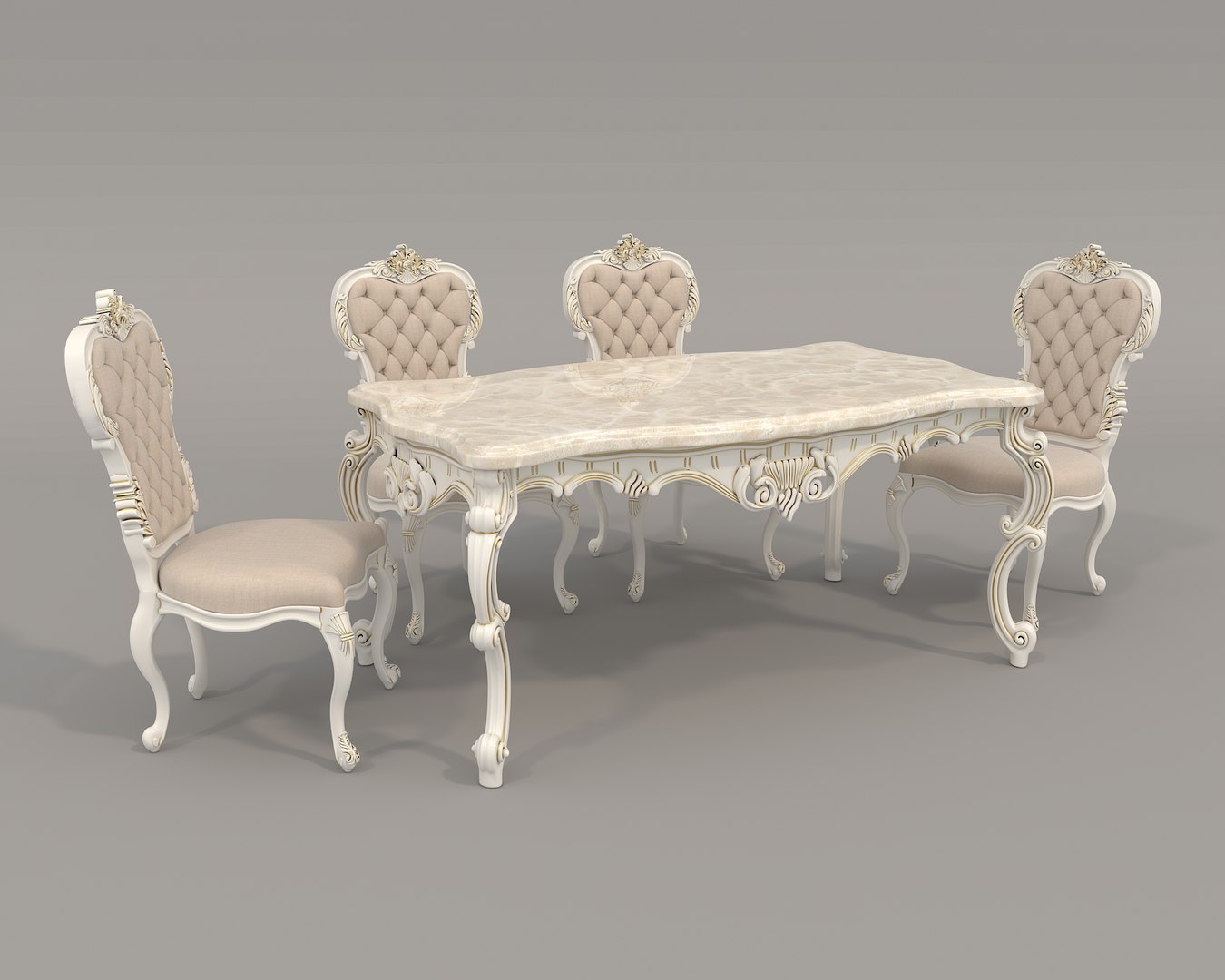 3D Classic European Style Dining Table And Chairs 37 - TurboSquid 2200191