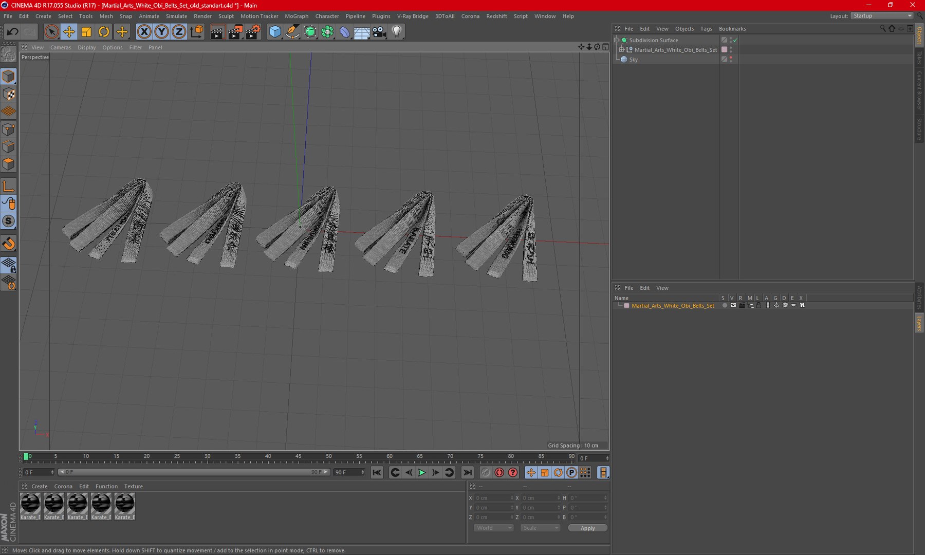 3D Martial Arts White Obi Belts Set - TurboSquid 2133264