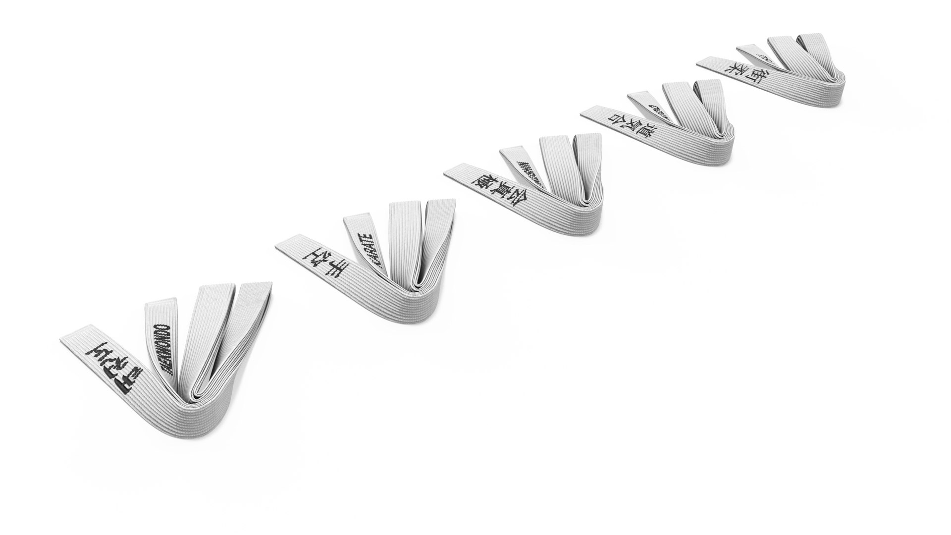 3D Martial Arts White Obi Belts Set - TurboSquid 2133264