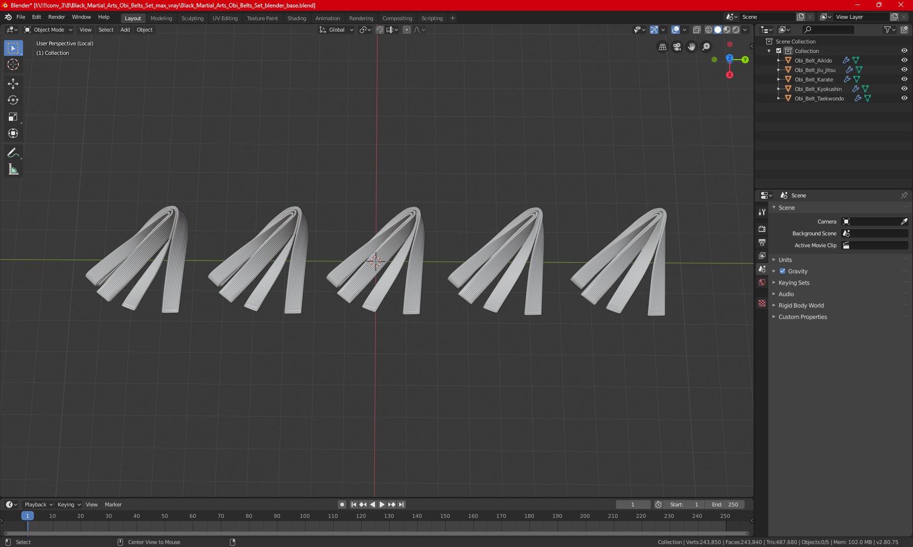 3D Martial Arts White Obi Belts Set - TurboSquid 2133264