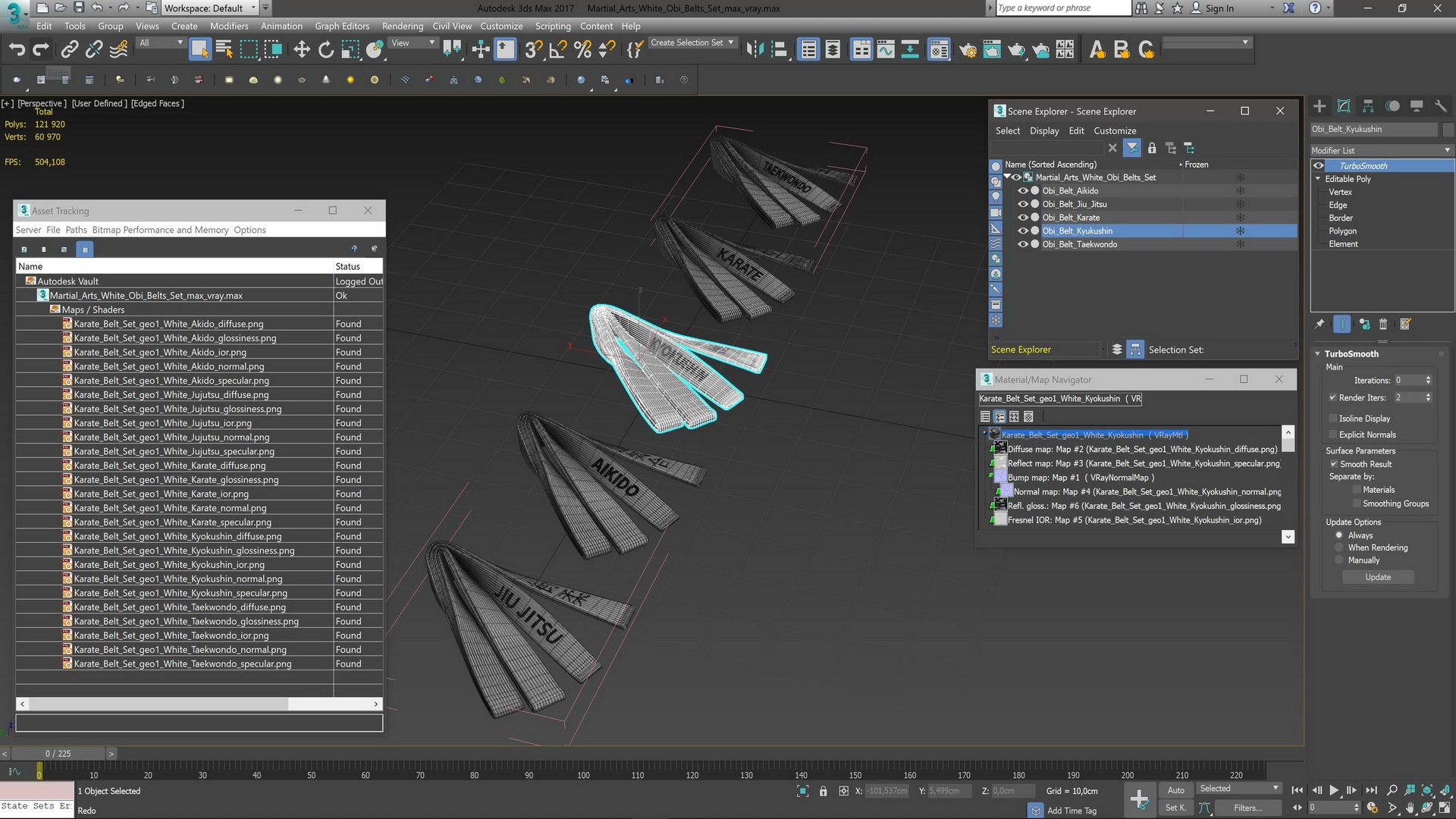 3D Martial Arts White Obi Belts Set - TurboSquid 2133264