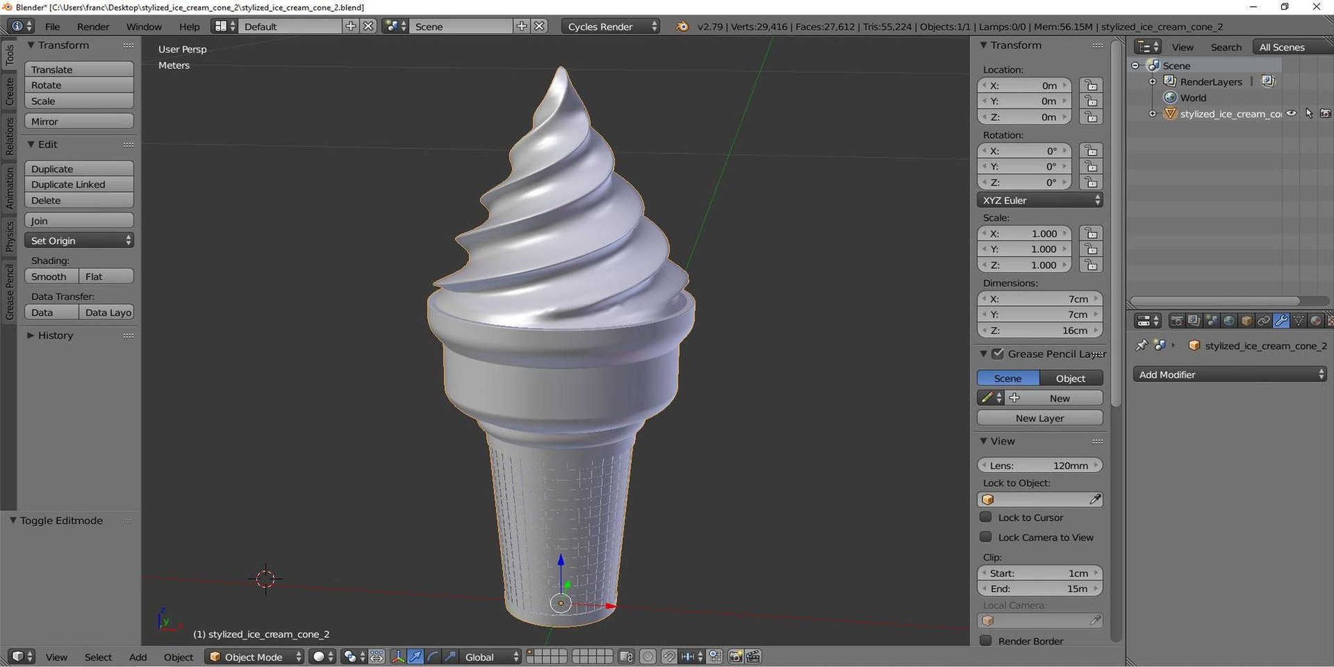 3D Model Stylized Ice Cream Cone - TurboSquid 1599512