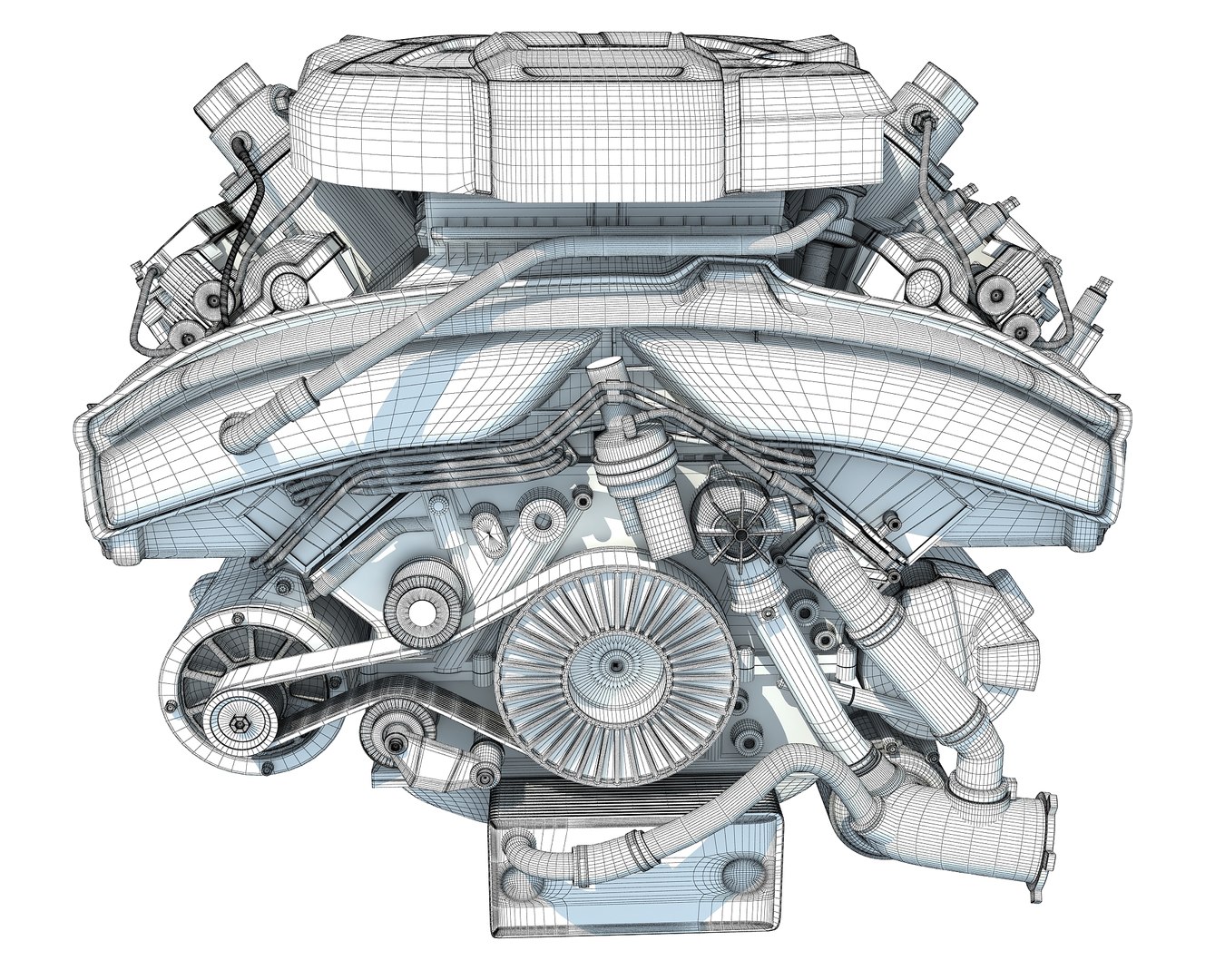 V8 Car Engine 3ds
