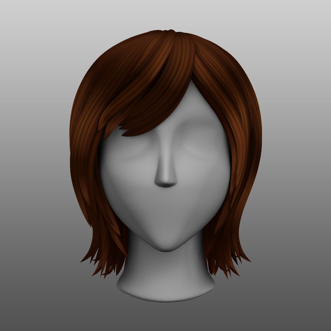 3d Hair Stylized Female Medium Model