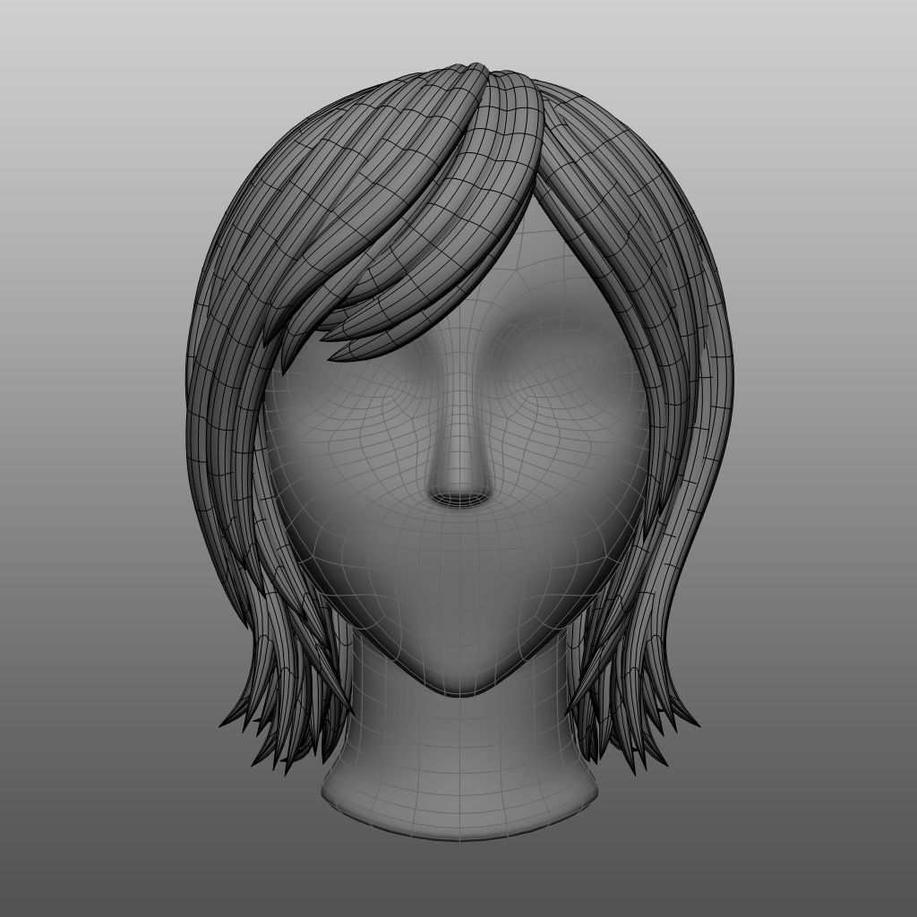 3d hair stylized female medium model