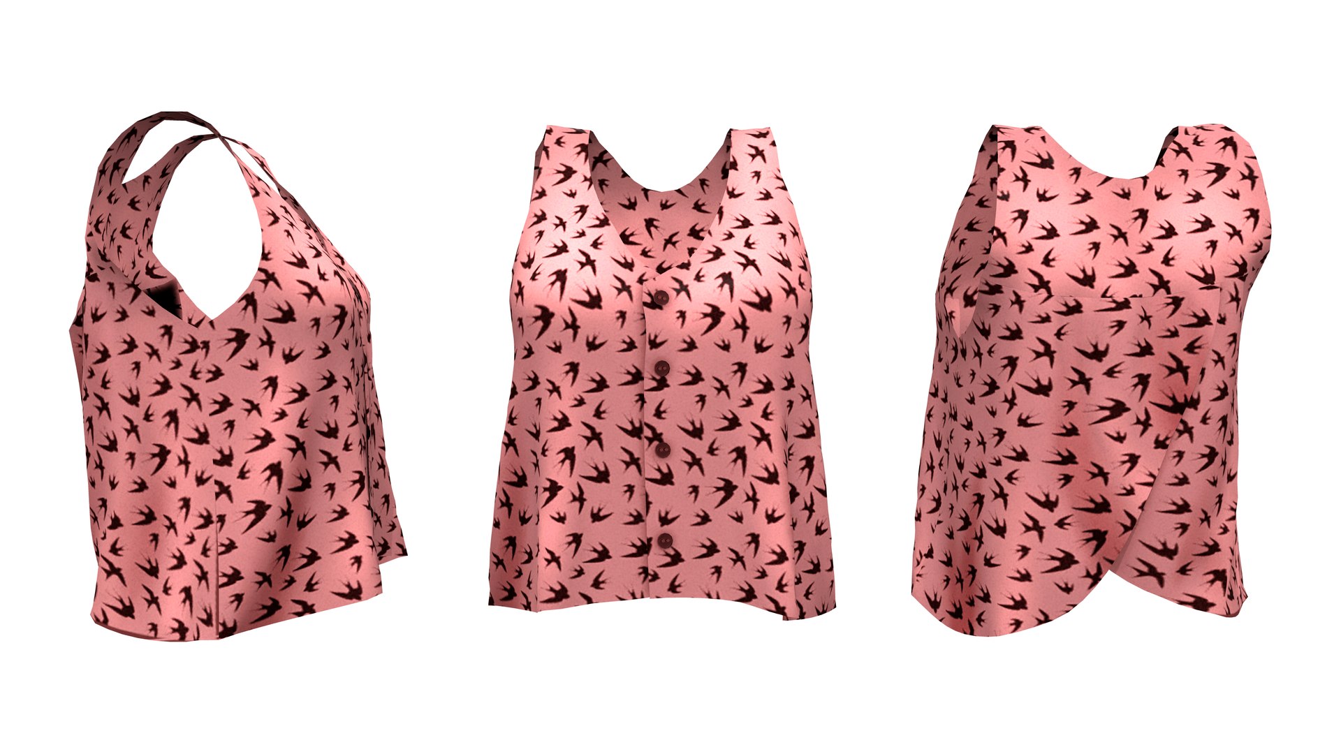 3D Tulip Back Tank Top - TurboSquid 1841058