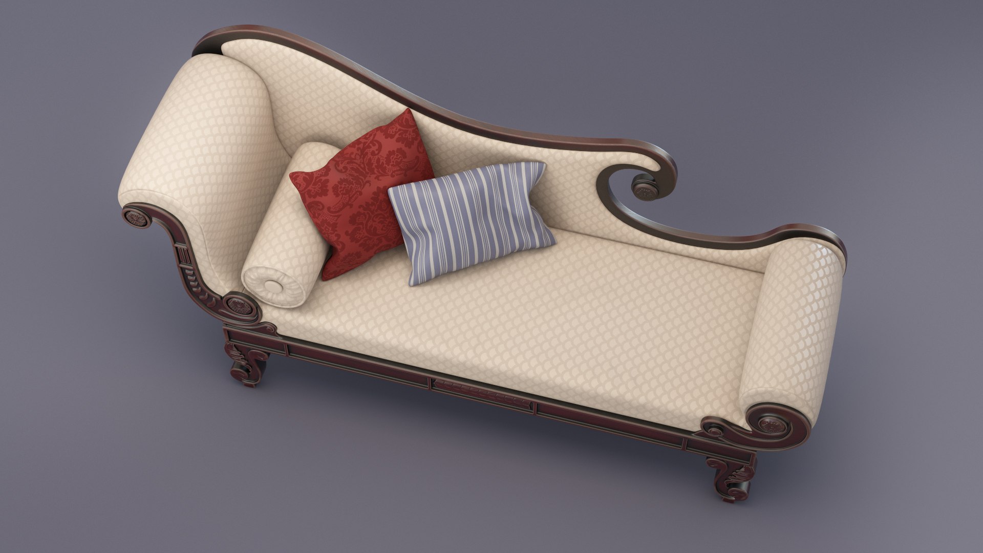 3D Model British Colonial Mahogany Recamier - TurboSquid 1782011