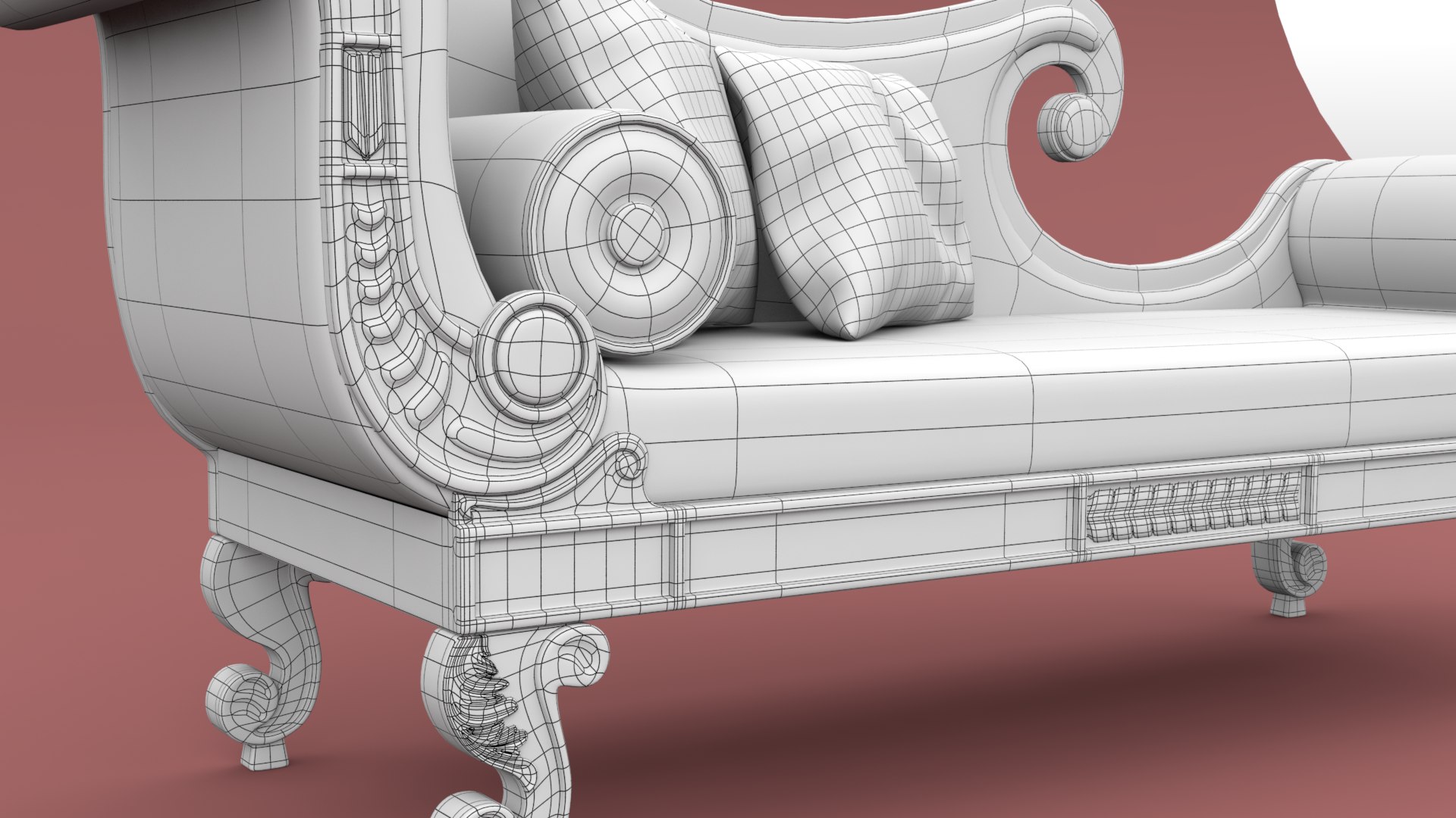 3D Model British Colonial Mahogany Recamier - TurboSquid 1782011