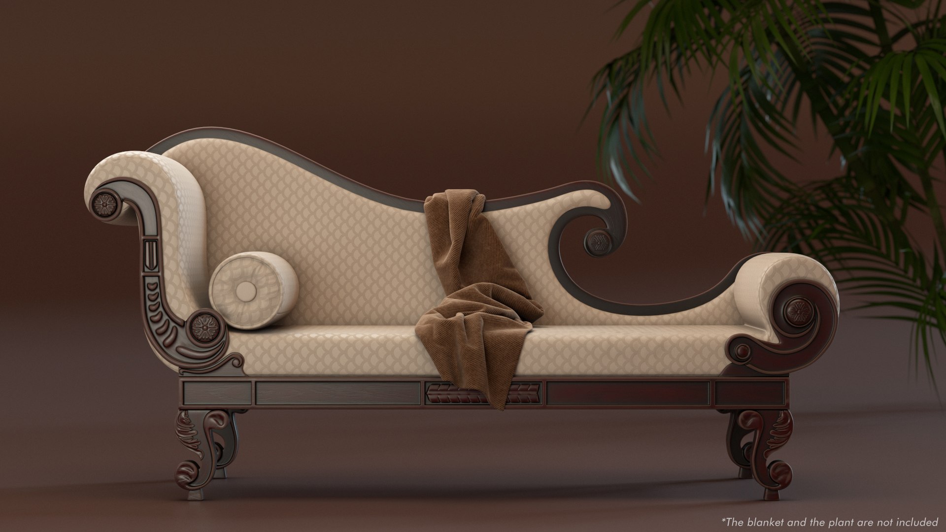 3D Model British Colonial Mahogany Recamier - TurboSquid 1782011