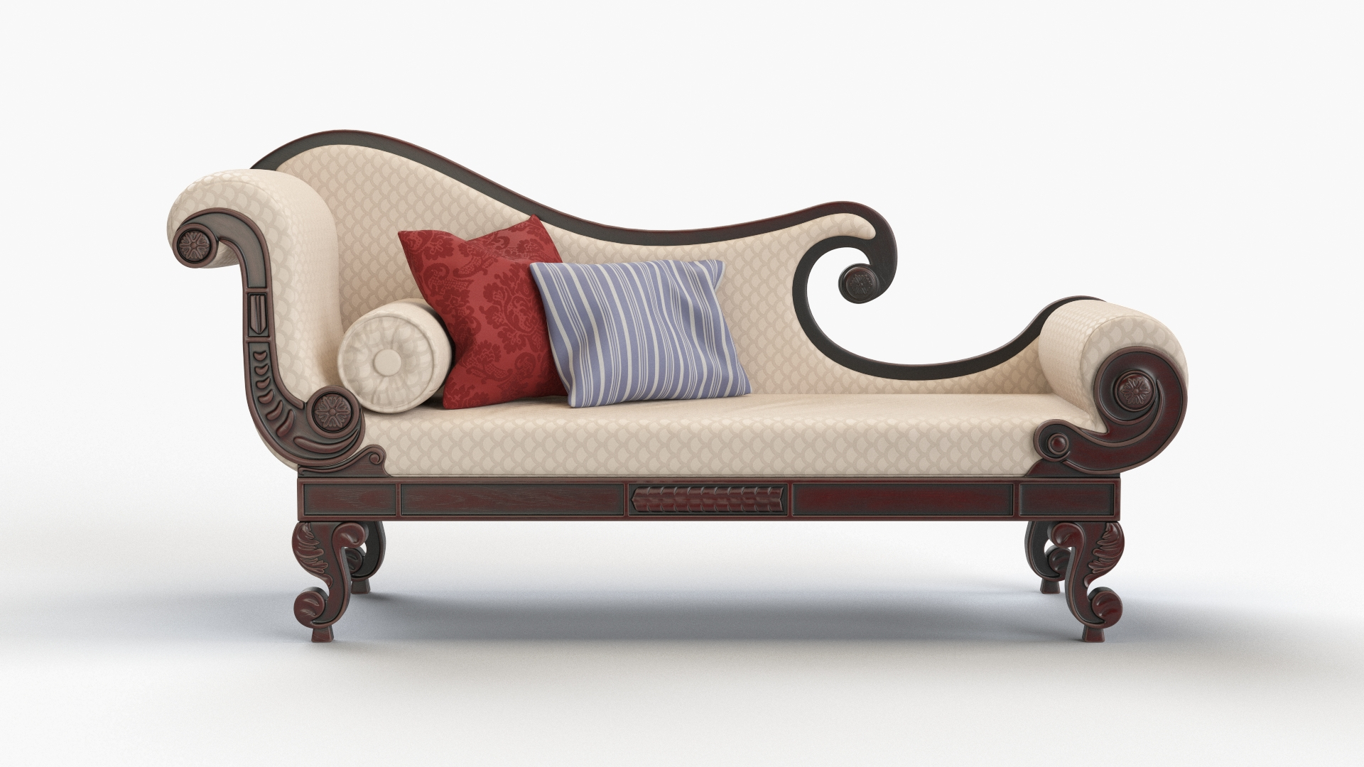 3D Model British Colonial Mahogany Recamier - TurboSquid 1782011