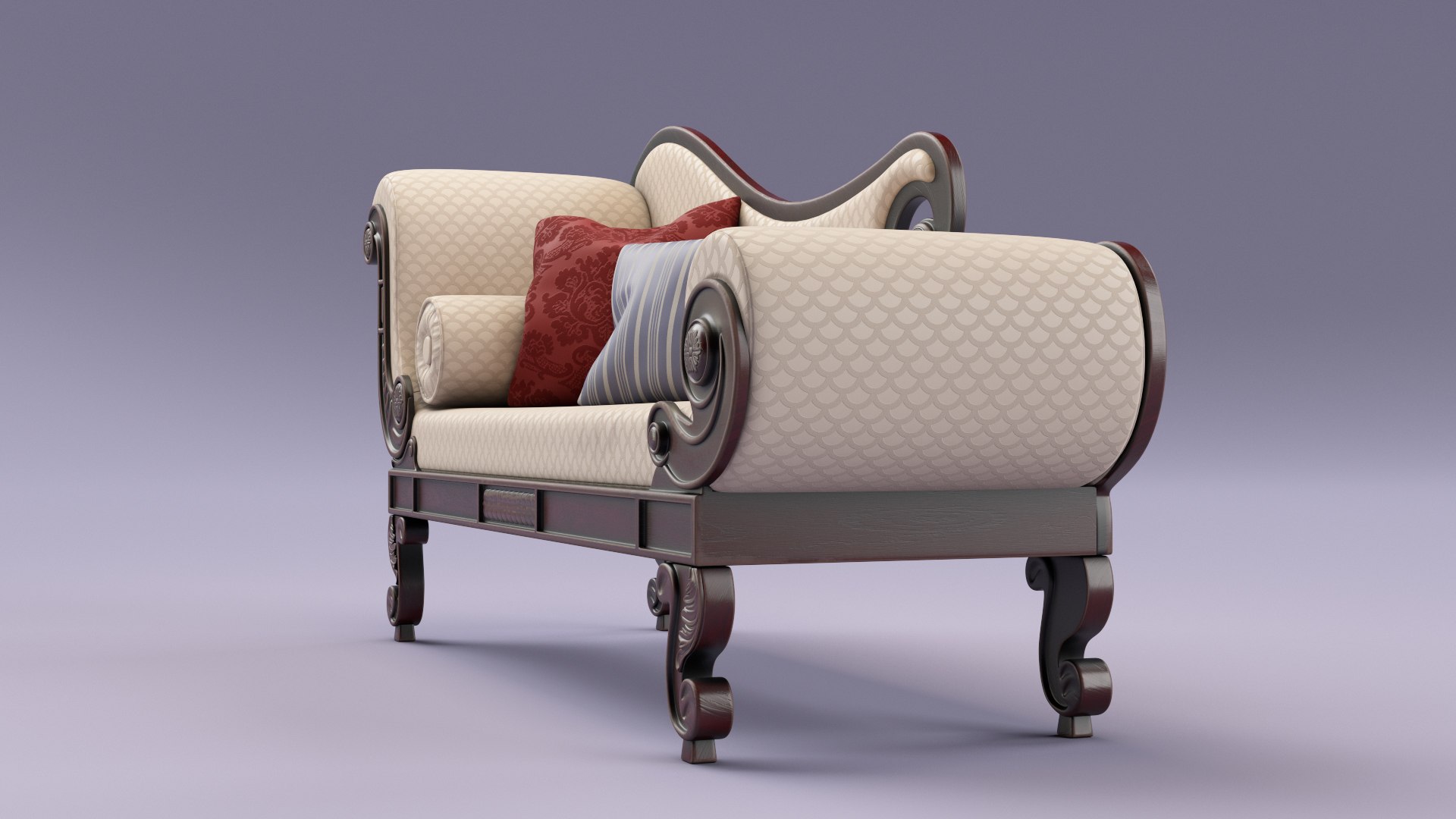 3D Model British Colonial Mahogany Recamier - TurboSquid 1782011