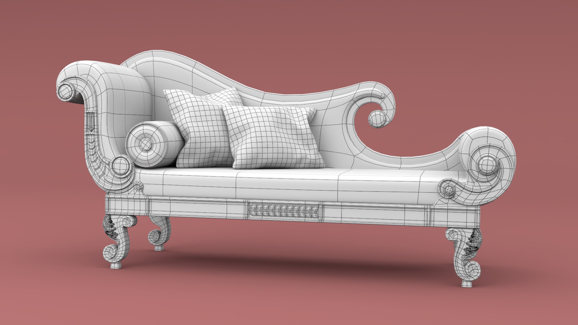 3D Model British Colonial Mahogany Recamier - TurboSquid 1782011