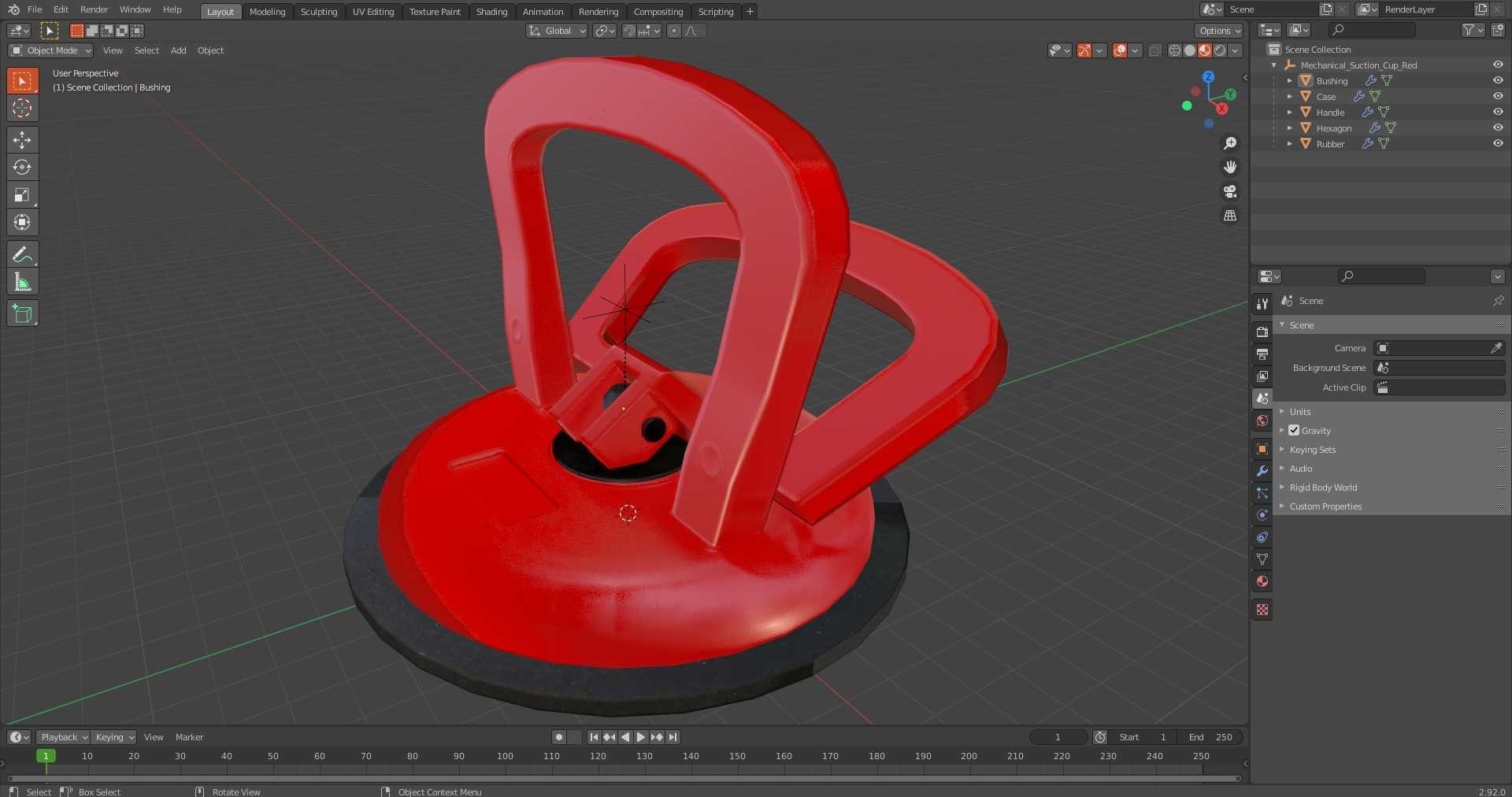 3D Mechanical Suction Cup Red - TurboSquid 2156947