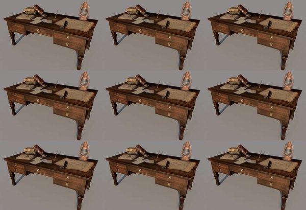 1Desk 복고풍 사무실 책상 책 등유 램프 클래식 양모 책 컬렉션 유럽 미국 01 3D 모델 - TurboSquid 1802722