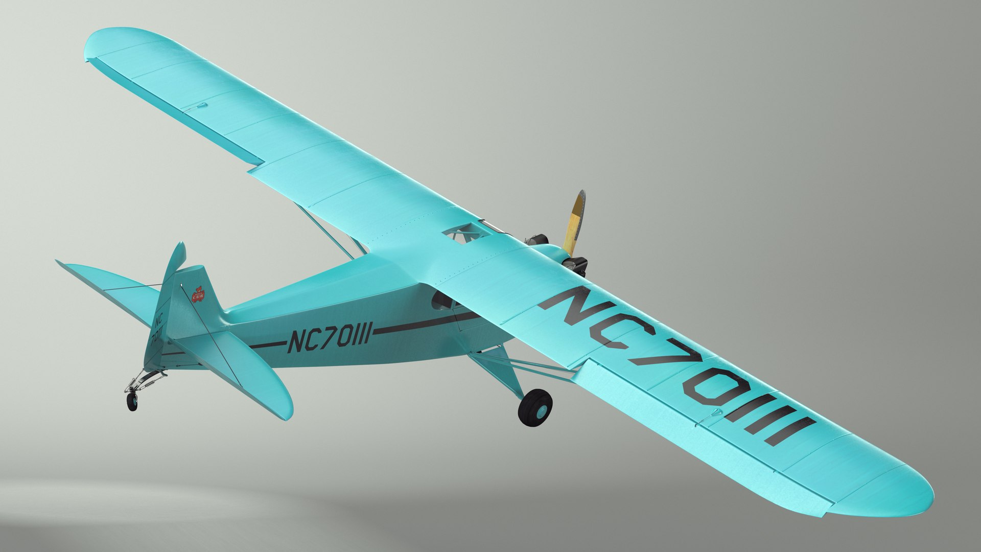 3D Piper Cub Aircraft Rigged For Cinema 4D - TurboSquid 2230556