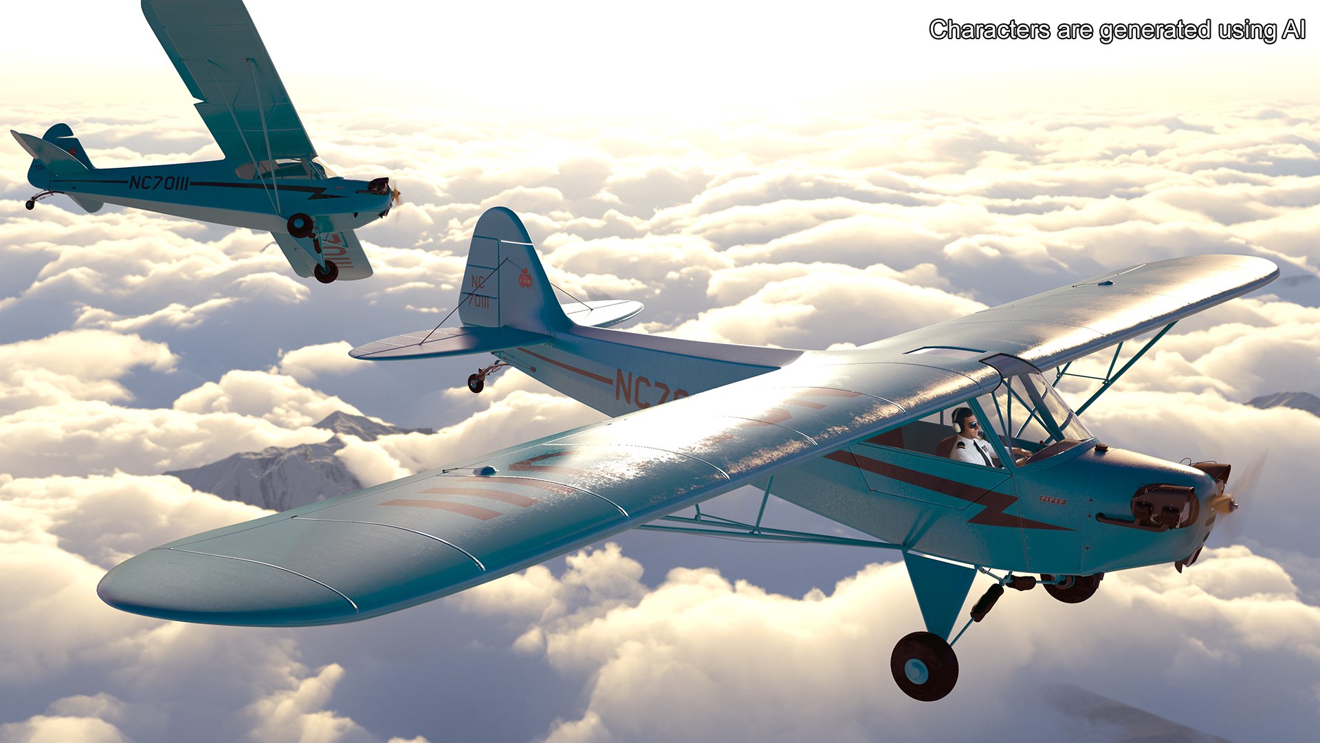 3D Piper Cub Aircraft Rigged For Cinema 4D - TurboSquid 2230556