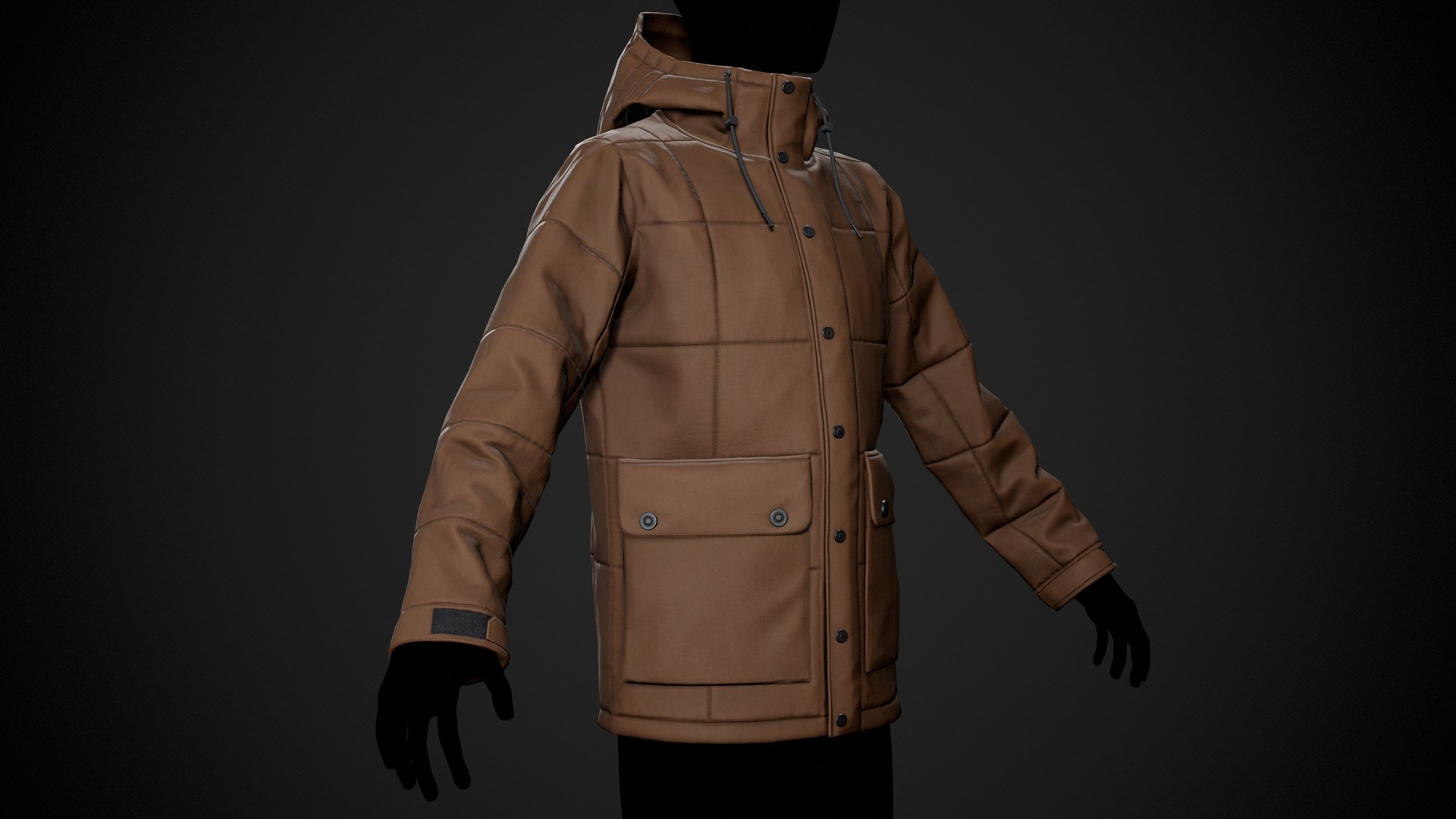 3D Model Brown Winter Jacket Style 1 - TurboSquid 2298415