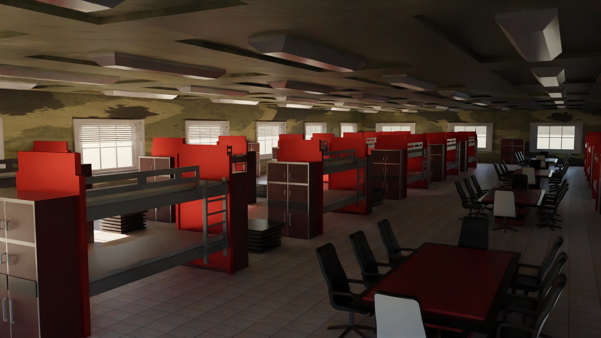 3D Military Dormitory Model - TurboSquid 2160847