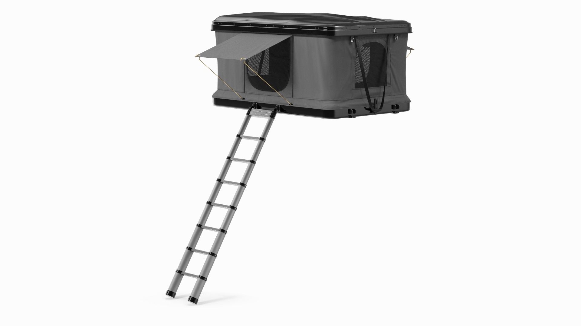 3D Model Rooftop Car Tent Grey Unfolded - TurboSquid 2206808