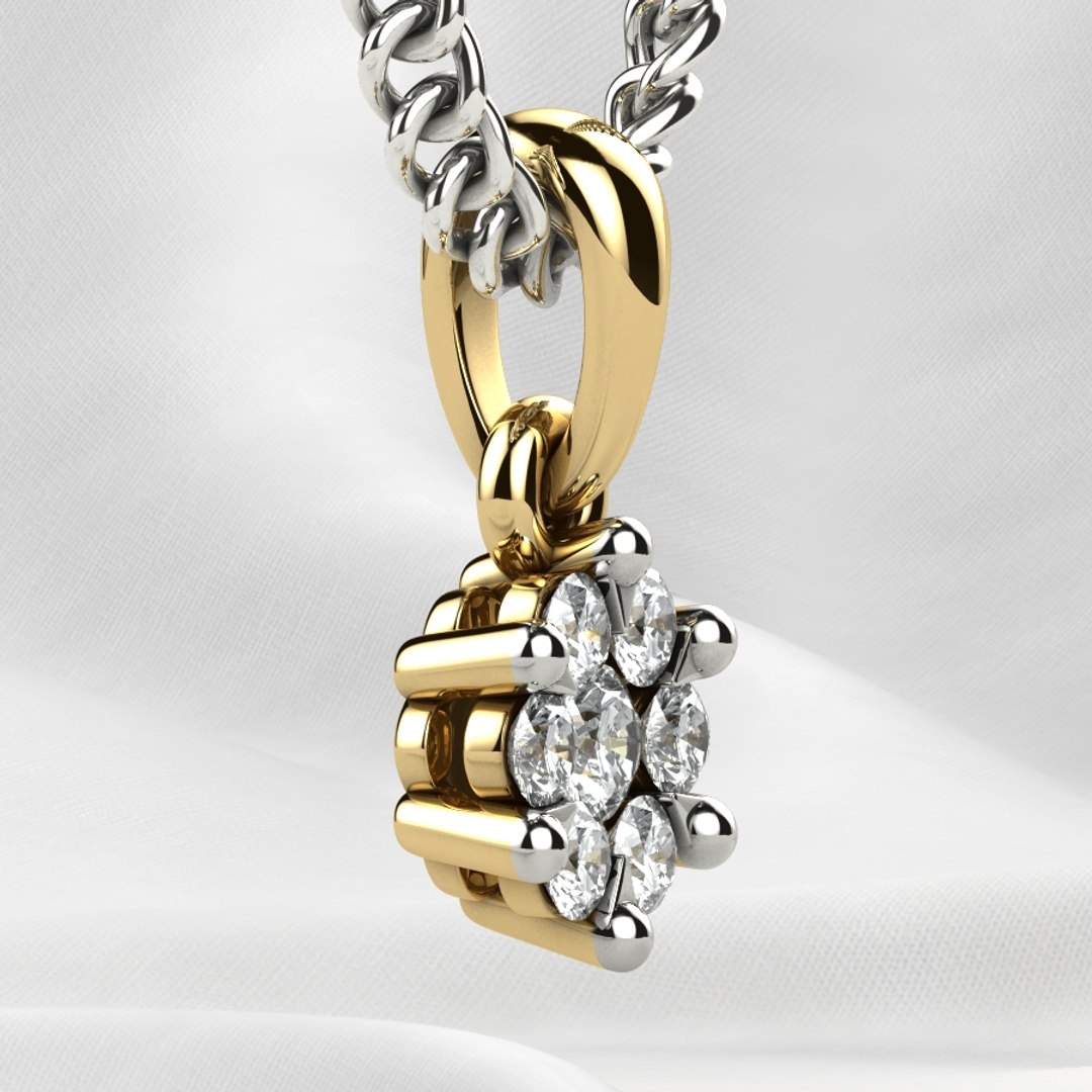 3D Illusion Setting Gold Pendant - TurboSquid 1862428