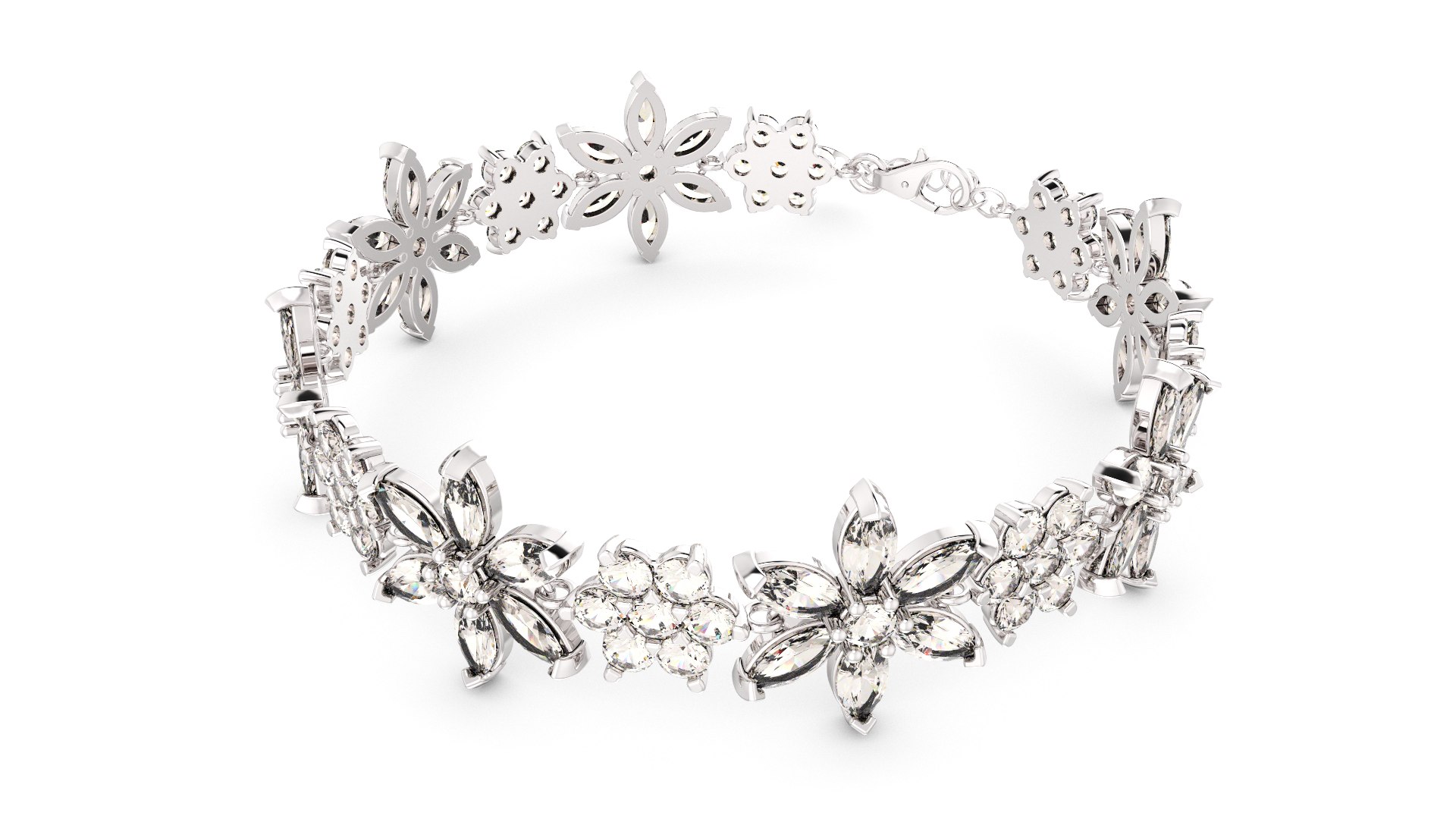 3D Snowflakes Diamond Type Bracelet Model - TurboSquid 2002354