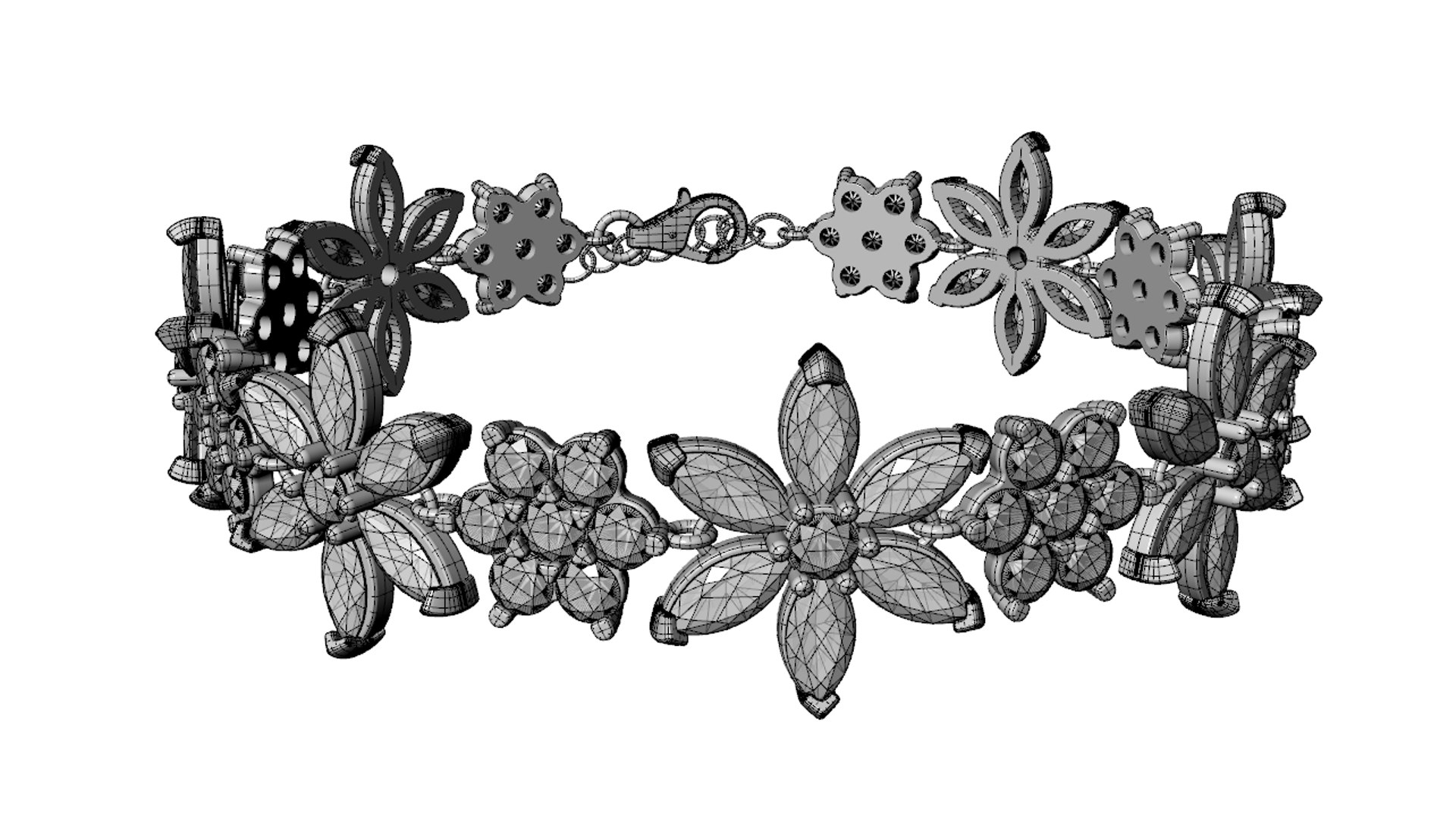 3D Snowflakes Diamond Type Bracelet Model - TurboSquid 2002354