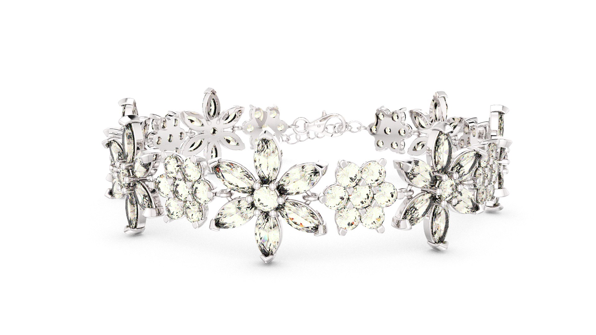 3D Snowflakes Diamond Type Bracelet Model - TurboSquid 2002354