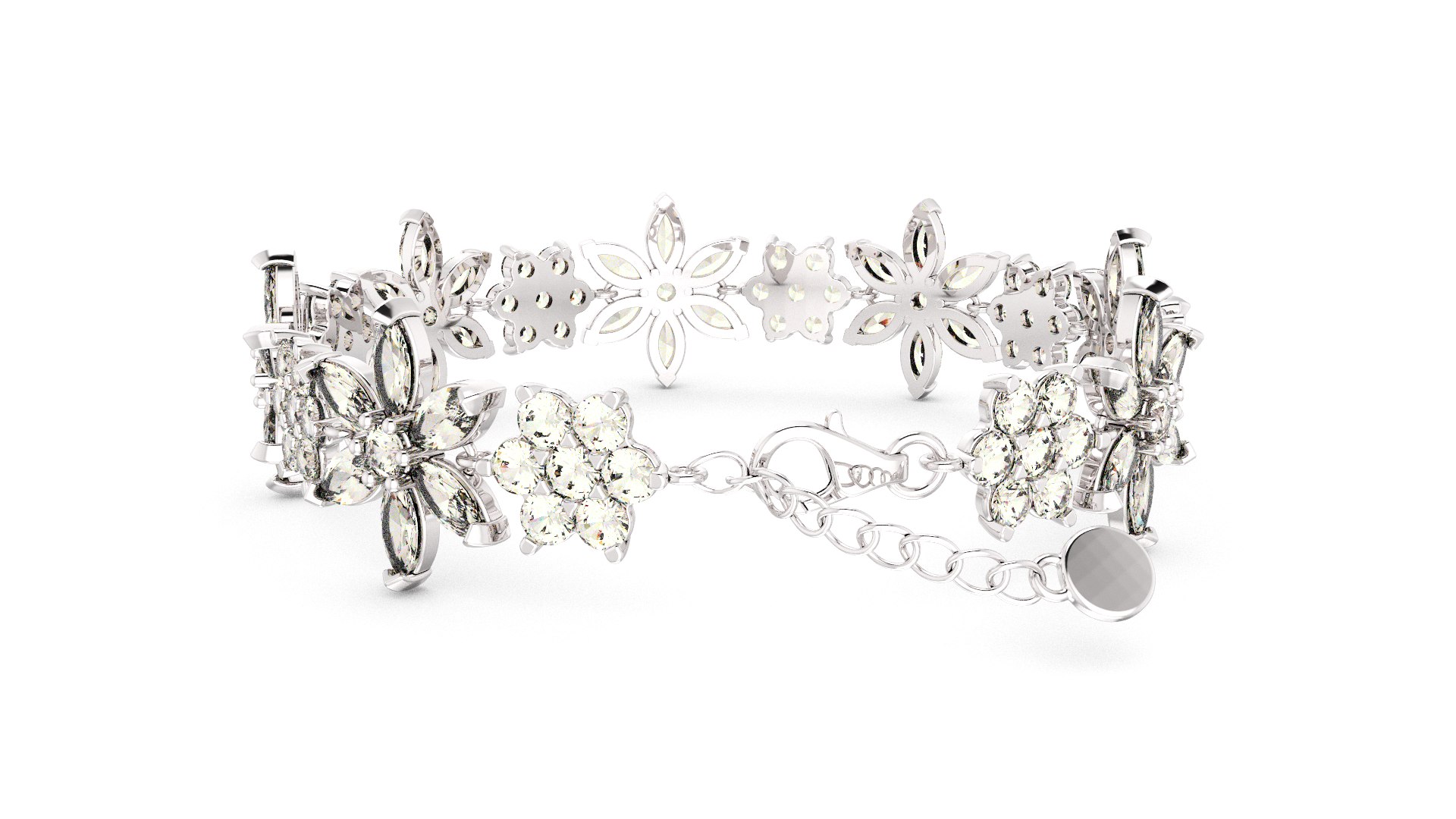 3D Snowflakes Diamond Type Bracelet Model - TurboSquid 2002354