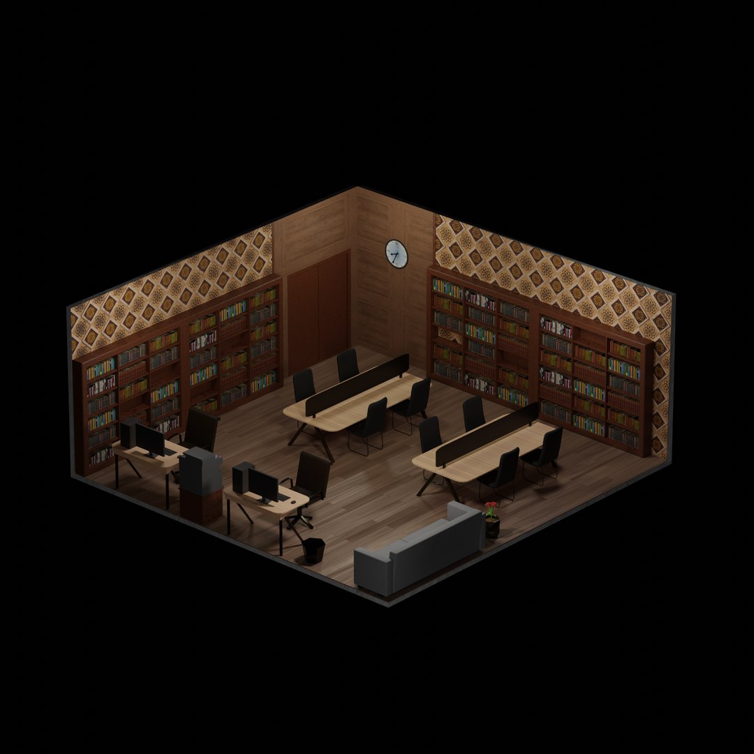 3D Low Poly Library Assets Model - TurboSquid 2017584