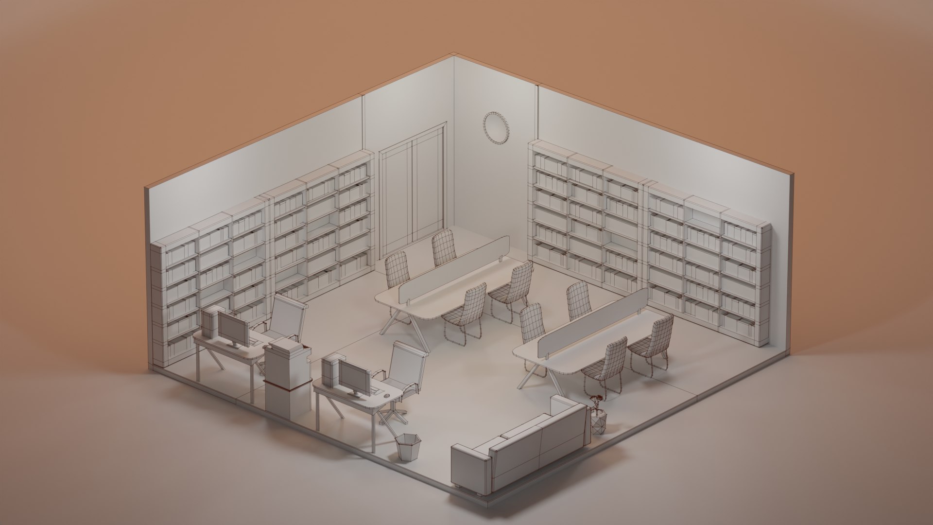 3D Low Poly Library Assets Model - TurboSquid 2017584