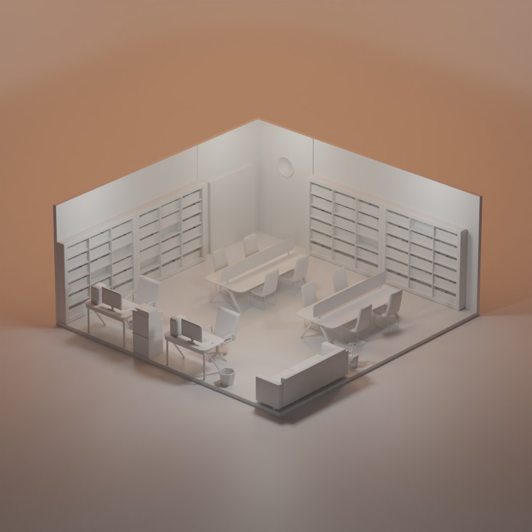 3D Low Poly Library Assets Model - TurboSquid 2017584